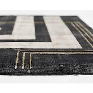 Momeni Edition Geometric Polyester Charcoal Area Rug, 7'9" x 9'10" Sized Rug for Living Room, Bedroom, Dining Room, and Kitchen