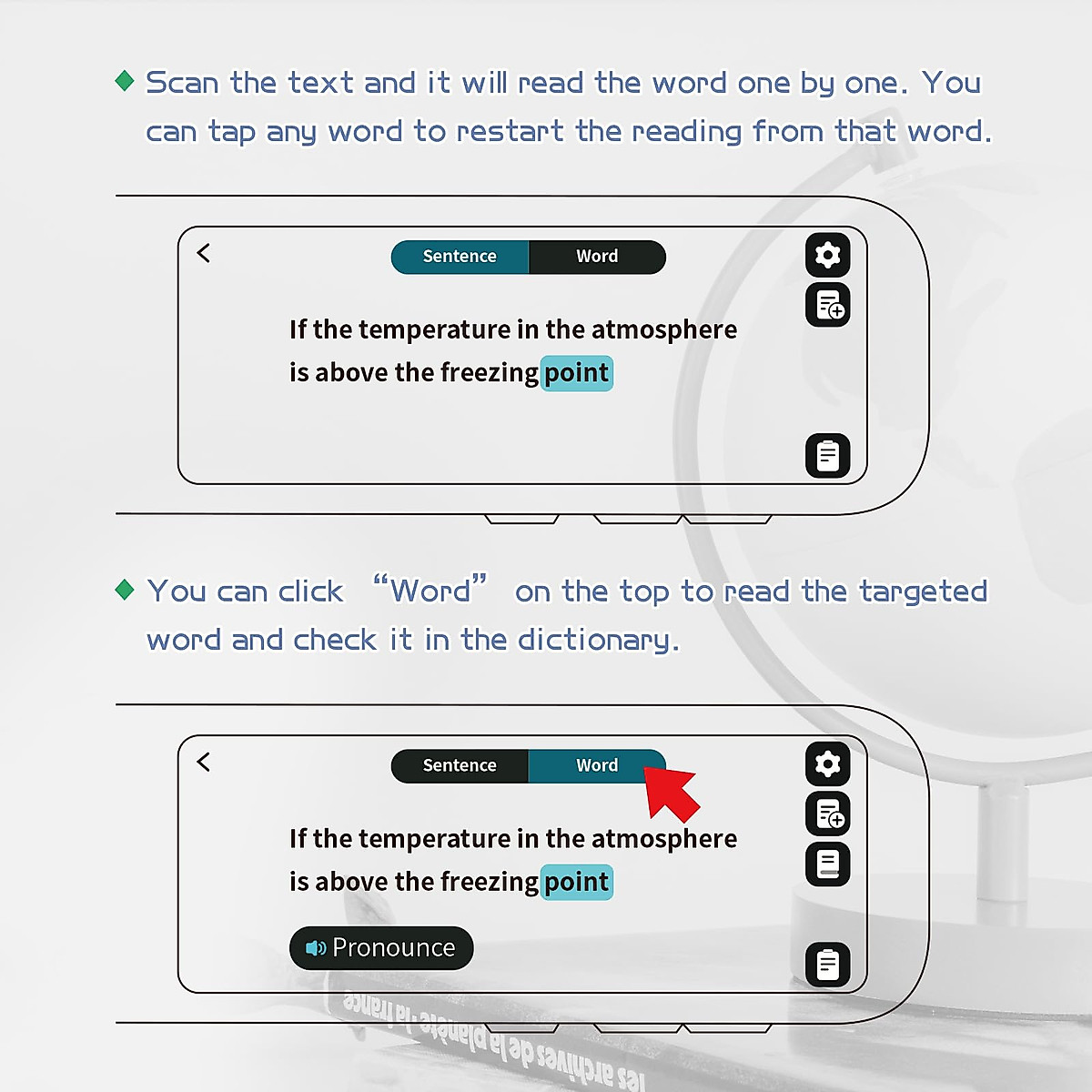 NEWYES Scan Reader Pen Dyslexia Tool Reading Pen for Students Adults, Translator Scanner Pen