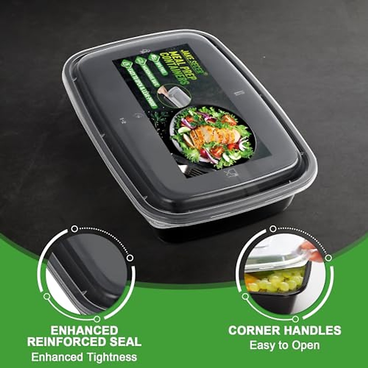 jake.secer 38oz Meal Prep Containers Reusable, 50 Pack Extra-Thick Disposable Storage Containers with Lids, Bpa-Free To Go Food Container, Plastic Take Out Lunch Containers, Microwave, Freezer Safe
