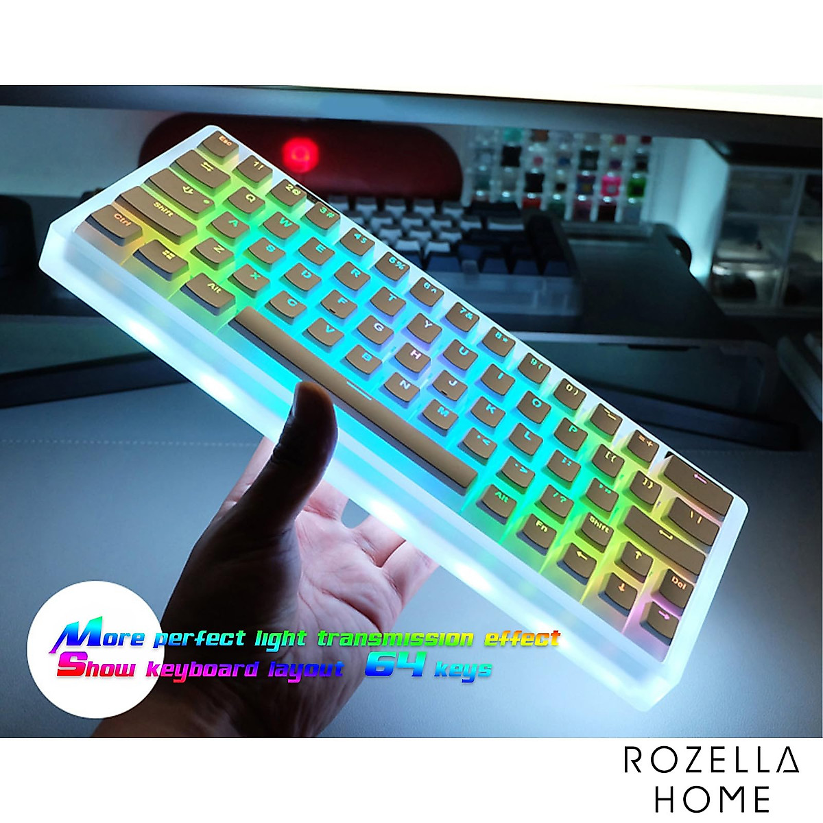 ROZELLA HOME Pudding Keycaps Full 108 Key for Mechanical Gaming Keyboard with Additional 24 Replacement Units, PBT, MX Switches, TKL 80 Percent and Compact 60 Percent Compatible, (Caps Only) (White)