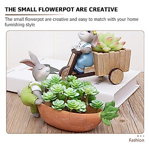 VOSAREA Office Decor 2pcs Rabbit Succulent Pot Small Animal Planter Pots Resin Plant Pot Cute Cartoon Garden Pots Handmade Bonsai Pot Plant Stand Container for Easter Party Decor B Outdoor Decor