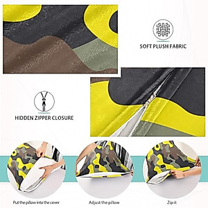 Yellow Camo Pillowcase for Hair and Skin Body Pillow Cover Body Pillow Cases King Size 20"X 40" Body Pillow Pillowcase with Zipper for Sleeping
