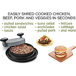 Chicken Shredder Shred Machine, Alternative to Bear Claws Meat Shredder for Pulled Pork Red Beef and Chicken (Gray)