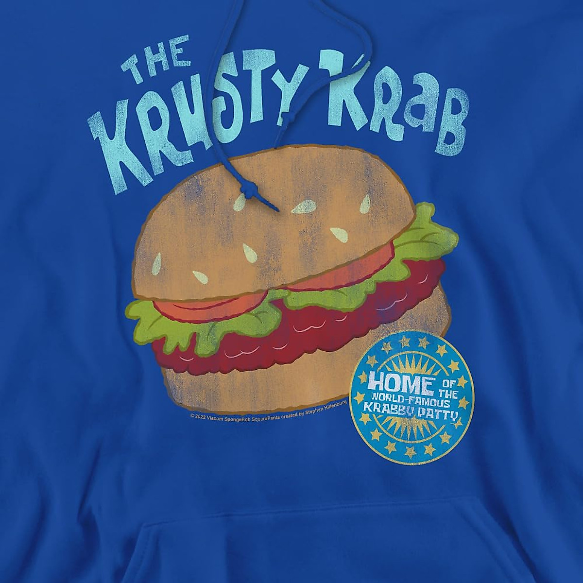 Popfunk Spongebob Krusty Krab Unisex Adult Pull-Over Hoodie (Medium) Royal Blue