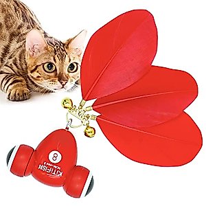 MayMaw Cat Toy, Interactive Cat Toy with Feather and Bell - Automatic Cat Toy for Play/Exercise Indoor, USB Charging, Engaging Fun, for Kittens