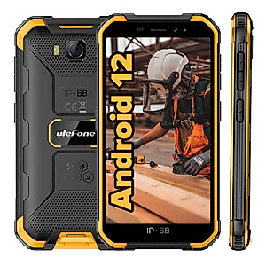 Ulefone Armor X6 Pro Unlocked Smartphone - Android 12 OS, Quad-Core Processor 4GB RAM & 32GB ROM, 13MP Main Camera, 4000mAh Battery, 5.0-inch Screen, Dual SIM 4G Rugged Cell Phones (Orange)