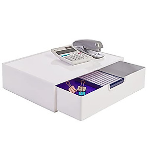 STORi STAX Plastic Stackable Organizer Drawer in Solid Cloud White | 12.5-inches Wide | Organize Office Desk Accessories and Sort Letter-Size Paper | Made in USA