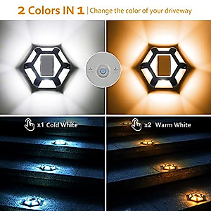 CREPOW Solar Dock Lights Driveway Deck Lights - 8 Packs, Waterproof 1200mAh Wireless Outdoor LED Aluminum Dock Lighting Warning Step Lights for Driveway Sidewalk Garden Pathway Yard (White/Warm White)
