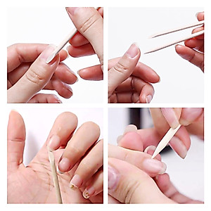 AZUREBEAUTY 100PCS Orange Nail Sticks for Nails 4.5 Inch - Large Capacity Double Sided Wooden Cuticle Pusher & Remover Set for Nail Art Manicure & Pedicure at Home Salon - Not Easy to Break