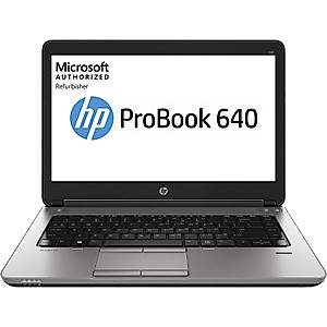 HP ProBook 640 G1 14"" Laptop, Intel Core i5, 8GB RAM, 128GB SSD, Win10 Home, Black (Renewed)