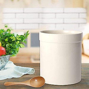 MEIGUI Ceramic Kitchen Utensil Holder, Utensil Crock Large Utensils Holder for Kitchen Decor, Cooking Tool Utensils Caddy for Countertop, Pure White
