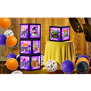 Hocus Pocus Party Decorations 4 Pieces Hocus Pocus Balloon Box with Purple LED Light Strings Hocus Pocus Decorations Hocus Pocus Party Supplies