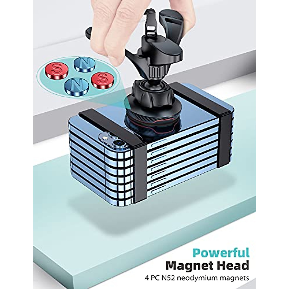 eSamcore Magnetic Car Phone Holder, Universal Air Vent Clip Car Phone Mount with Powerful Magnets and Anti-Fall Cell Phone Car Mount for iPhone Samsung Galaxy and Other Smartphone