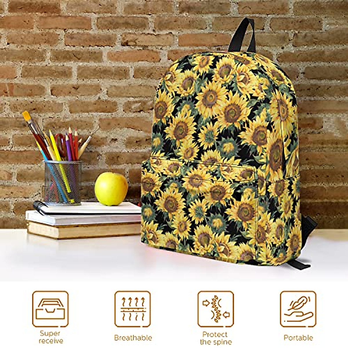 Travel Backpack Sunflower Backpacks Laptop Backpacks Lightweight Daypack Mini Backpack For Boys Girls 16 Inch