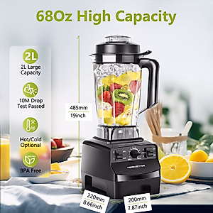 Keenstar Blenders for Kitchen, Professional 1450W Countertop Blender for Crush Ice, 68Oz Blender for Smoothies, 10 Speed Control, BPA-Free, 8 Titanium Stainless Steel Blade for Frozen Fruit, Veggies