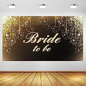 Belrew Durable Bride to Be Backdrop Banner, Bridal Shower, Engagement, Bachelorette Party Backdrop, Wedding Party Background Decoration - Gold 6ft x 3ft