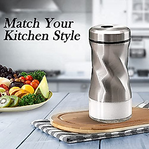 Salt and Pepper Shakers with Adjustable Pour Hole, 3 oz Salt Shaker with Clear Glass Bottom, Perfect for Black Pepper, Kosher And Sea Salts, Refillable Design - 2 PCS By Neodaco