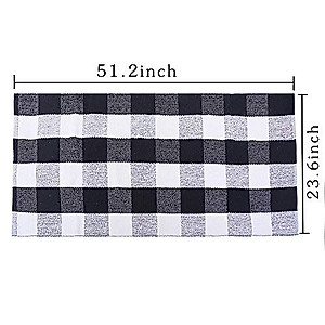 LHtrade Outdoor Rug Cotton Rug Buffalo Checkered Plaid Area Rug Door Mat for Entry Way Washable Doormat Bedroom Carpet Welcome Mat(24" x 51", Black and White Plaid Rug)