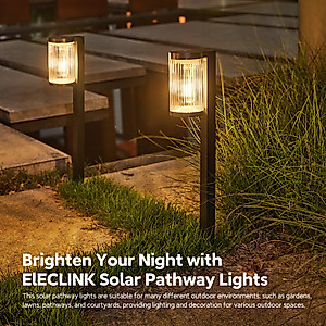 ELECLINK Solar Pathway Lights Outdoor, 6 Pack Upgraded Outdoor Solar Lights for Outside Super Bright Up to 12Hrs, IP65 Waterproof Solar Garden Lights for Yard Landscape Path Walkway Decoration