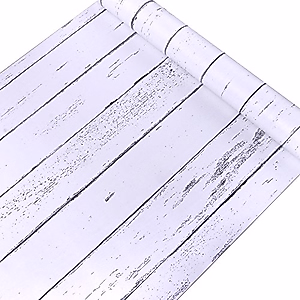 Wood Shelf Drawer Liner Slef Adhesive White Wood Plank Contact Paper for Kitchen Cabinet Table Cupaord Furniture Countertop Backsplash Wall Arts Crafts Decal 17.7x78.7 Inches