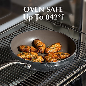 ROCKURWOK Non Stick Frying Pans Ceramic Pan, 3-Piece Set Cooking Pan with Stainless Steel Handle, 8" &10" and 12" Pan - Free of PFAS, PTFE, PFOA, Dishwasher Safe, Oven Safe