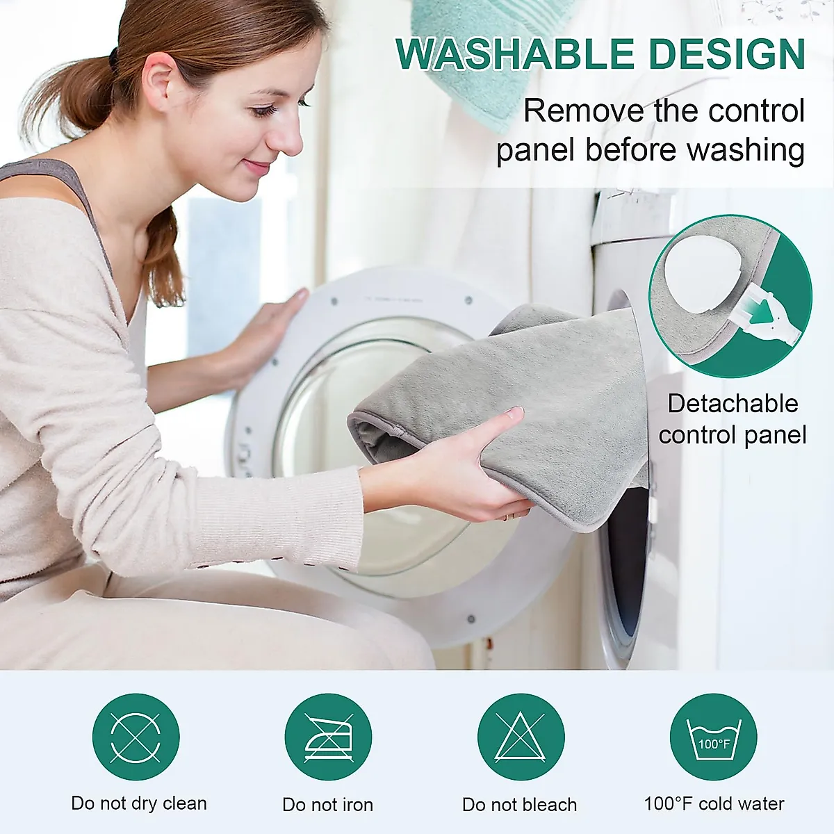 Heating Pad for Back Pain Relief, 22"x 37" Large Heating Pad for Neck and Shoulders, Heat Pad with 6 Heat Settings & 4 Time Settings Auto-Off, Gifts for Women Men Mom Dad (Gray)