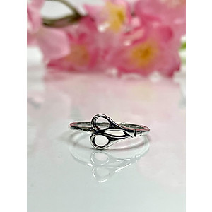 PERFECTJEWELZ Scissors Ring 925 Sterling Silver 8mm Casual Band Size 4