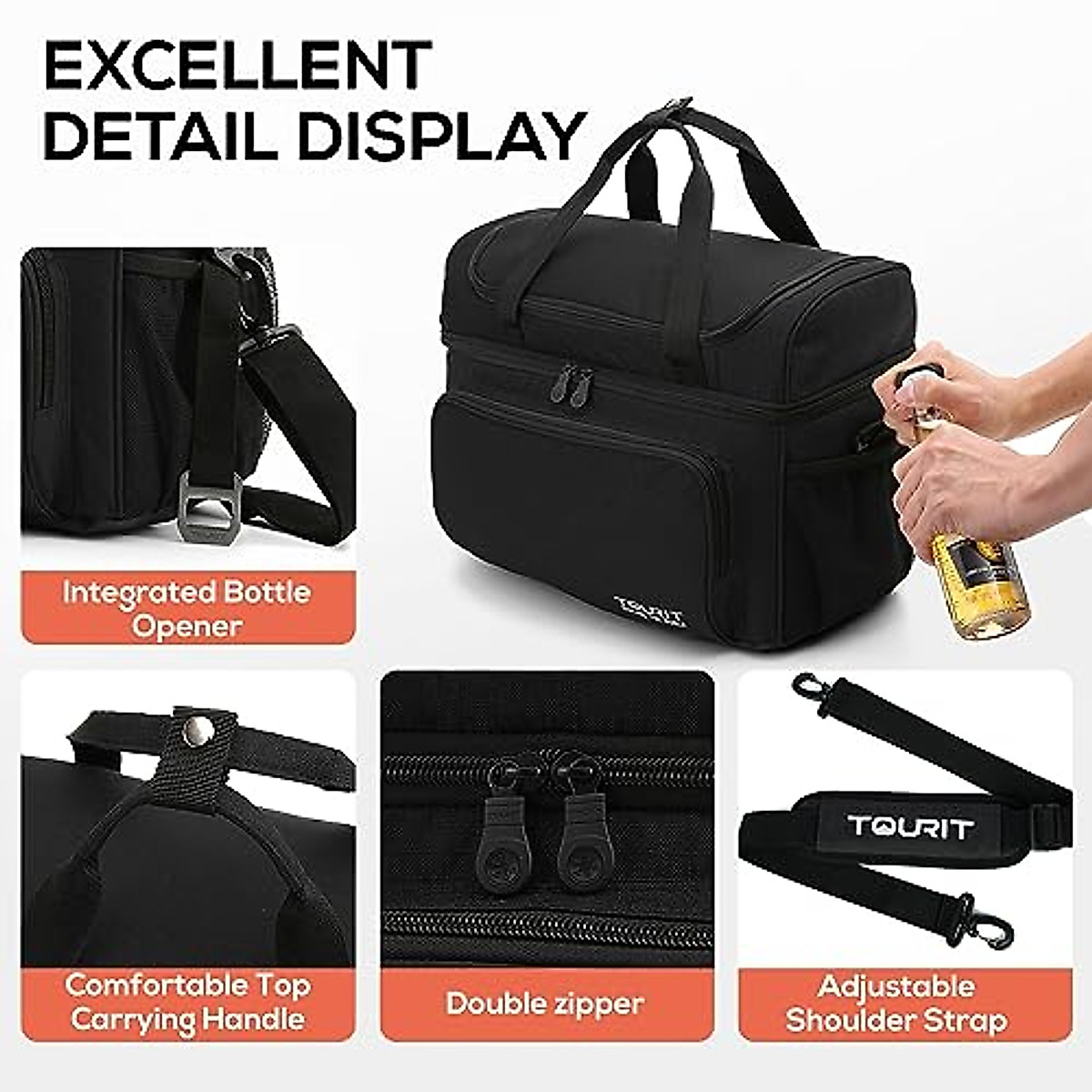 TOURIT Insulated Cooler Bag 36-Cans Large Lunch Cooler Travel Cooler 28L Soft Sided Cooler Bag for Men Women to Picnic, Camping, Beach, Work