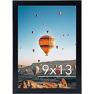 JCJMY 9x13 Picture Frame Black for Wall Hanging, Wall Mounting Horizontally or Vertically, 9 x 13 Wall Gallery Poster Photo Frame with Shatter Resistant Plexiglass, Black