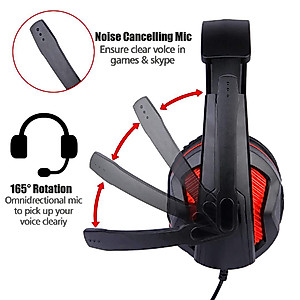 FNSHIP 3.5mm Port Wired Gaming Headset, Stereo Bass Noise Isolation Headphone with Mic Volume Control for PS4 New Xbox One PSP PC Laptop Tablet Cellphones (Black)