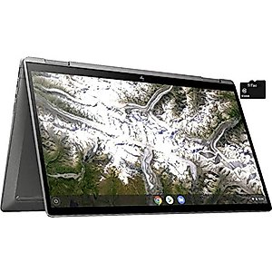 HP X360 2 in 1 Laptop 14" Touch-Screen FHD IPS Chromebook, Intel Core i3-1115G4 (Beats i5-1031G1), 8GB RAM, 128GB NVMe SSD, Backlit KB, Fingerprint Reader, Metal Body + TiTac Card (32GB)