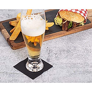 AH AMERICAN HOMESTEAD Cocktail Napkins-Disposable Beverage/Bar Napkins-Black Linen-Like Square Napkins-Eco-Friendly & Compostable-Everyday Use, Party or Wedding 4.75inch x 4.75inch (100 Count, Black)