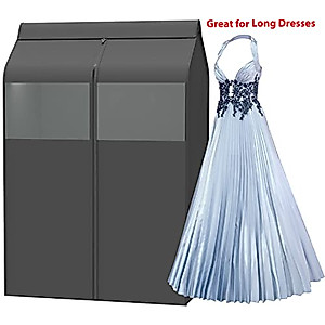 SimpleHouseware Garment Covers for Clothes Rack/Closet/Hanging Clothes, Enclosed Clear Window, Dark Grey