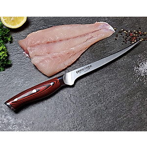 Ergo Chef Crimson Series 7.5" Flexible Fillet Knife – Forged High Carbon X50CrMoV15 German Stainless Steel - G10 Handle