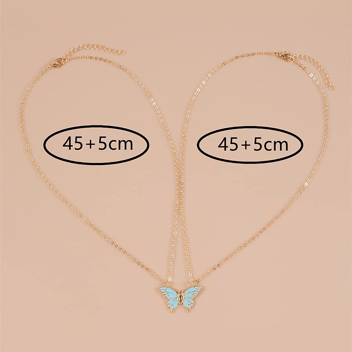 4pcs Best Friend Necklace With Card Cute BFF Friendship Butterfly Matching Necklace for Women Girls Best Friends Long Distance Birthday Gifts-blue pink
