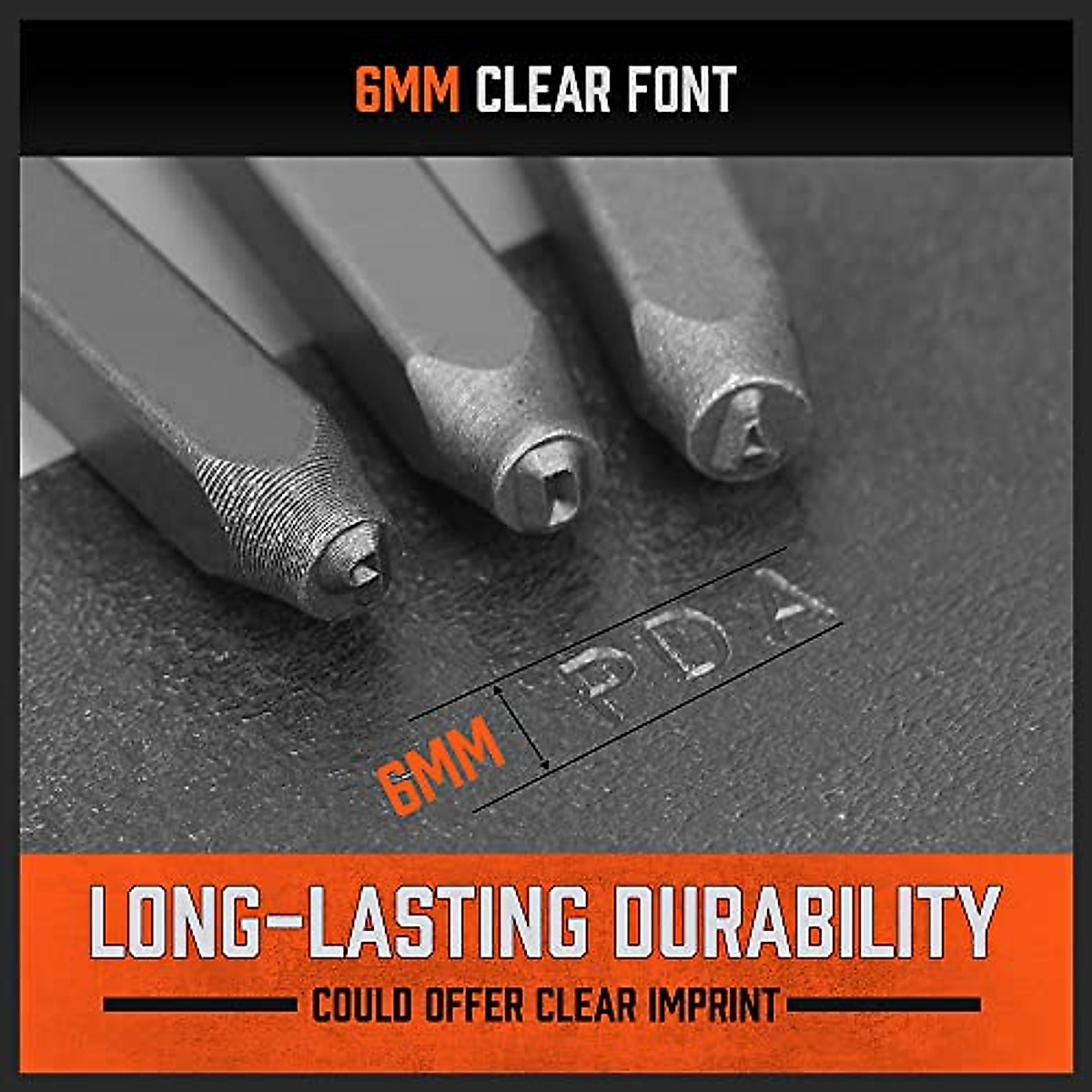 HORUSDY 37-Piece Number and Letter Stamp Set 1/4 (6mm) (A-Z & 0-9 + Stars) Punch Perfect for Imprinting Metal Stamping kit, Plastic, Wood, Leather