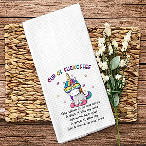 Cup of Fuckoffee Funny Unicorn Microfiber Kitchen Tea Bar Towel Gift for Women