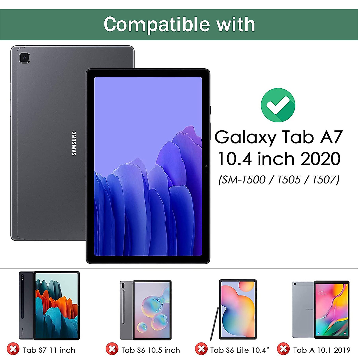 Galaxy Tab A7 Case 10.4 Inch (SM-T500 T503 T505 T507), Protective Stand Case Clear Hard Shell Cover for 10.4 Inch Samsung Tab A7 Tablet 2020 - Green