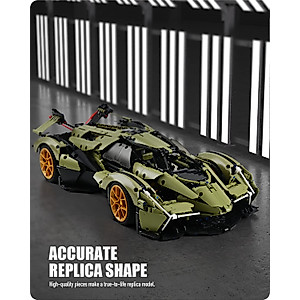 Nifeliz Super car V12 GT MOC Building Blocks and Construction Toy, Adult Collectible Model Cars Set to Build, 1:8 Scale Sports Car Model (2527 Pcs)