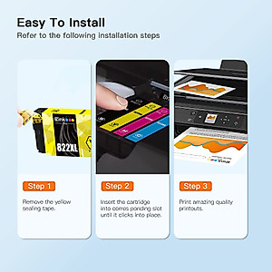 E-Z Ink Pro 822XL 822 Ink Cartridges High Yield Remanufactured Replacement for Epson 822 822 XL T822 Ink Cartridges Combo Pack to Work with EPSON Workforce Pro WF-3820, WF-3823, WF-4820 (3 Pack)