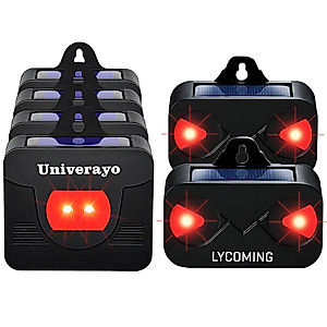 Lycoming Predator Control Light Coyote Deterrent 2 Pack and Univerayo Solar Predator Lights for Yard Chickens Coop Raccoon Fox Skunk Deer Repellent 4 Pack Bundle