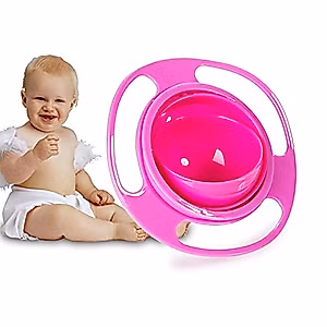 360 Spill Resistant Gyro Bowl with Lid（Pink）