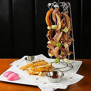 Homeriy Stainless Steel BBQ Kabob Sticks Stand Hanging Vertical Skewer Holder Set with Plate 4 Grilling Skewers Barbecue Tableware Silver 2183259/120929AM78UK8DK