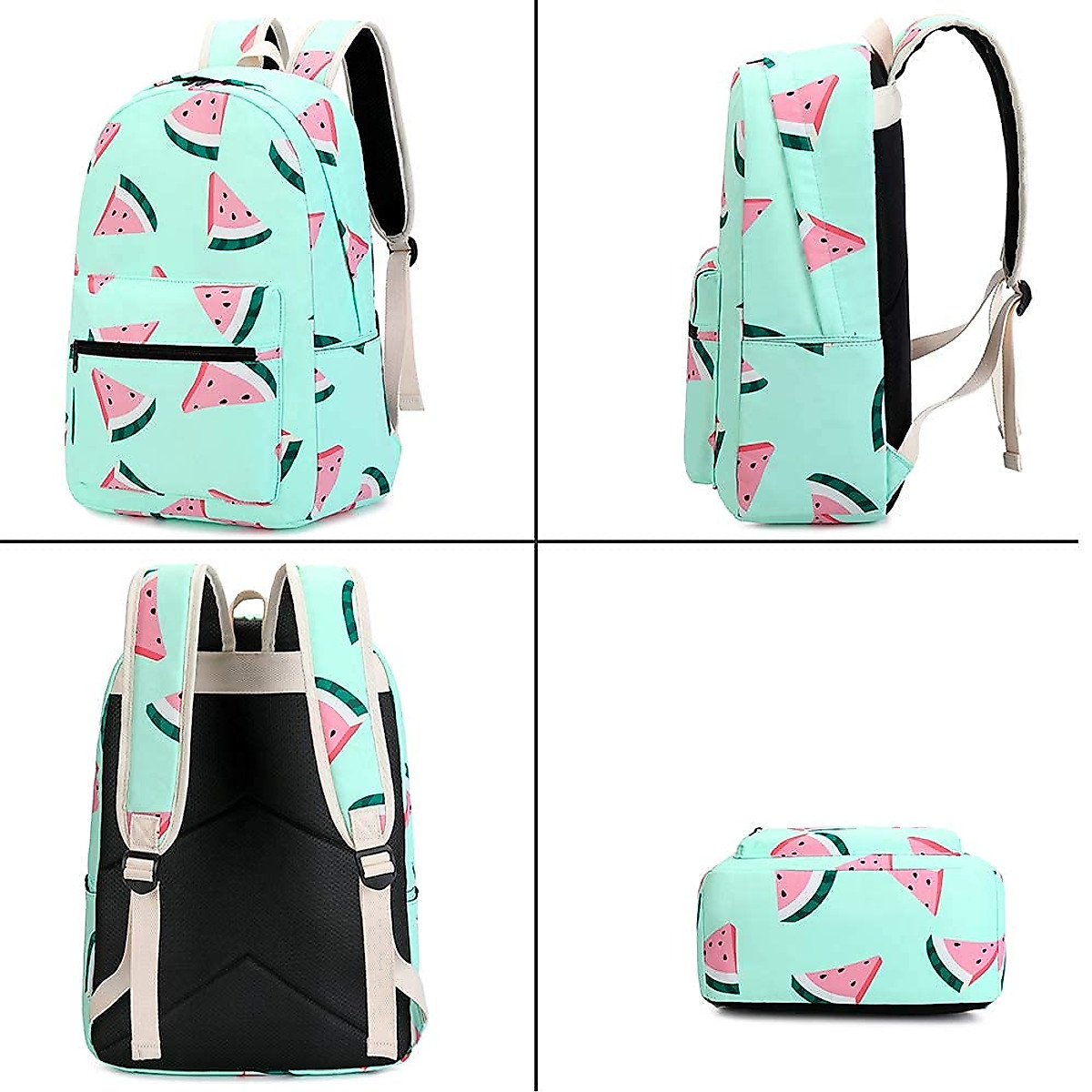 CAMTOP Backpack for Teen Girls Kids School Bookbag Lunch Box Set (Y0080-3 Watermelon-Mint Green)