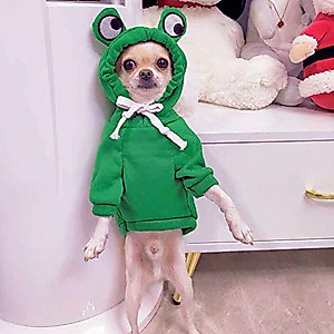Dog Clothes, Dog Sweatshirt Hoodie Fleece Sweater Frog Coat Outfit Winter Warm Cat Clothes for Puppy Small Medium Dogs (S)