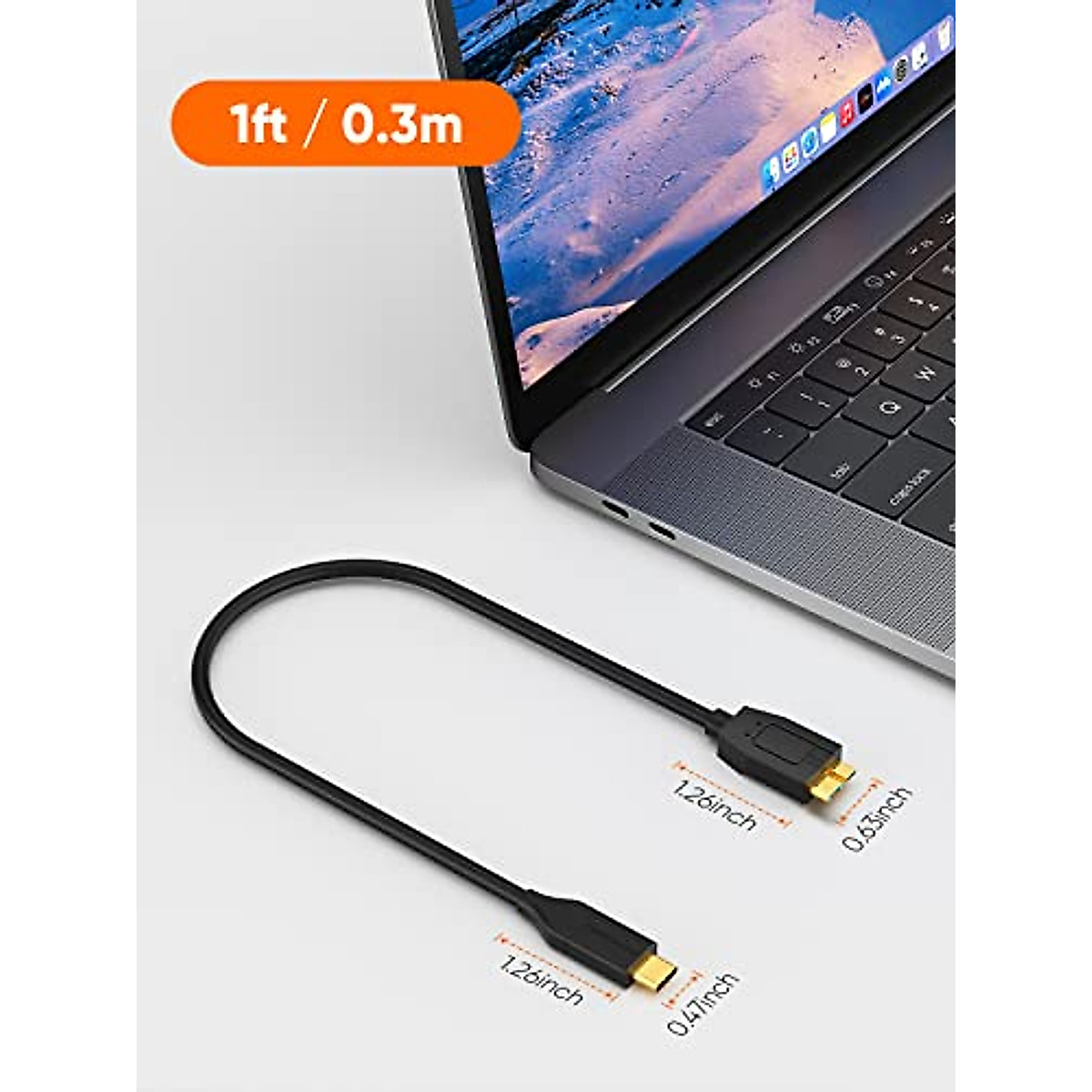 CableCreation USB C Hard Drive Cable 1FT, 10Gbps Data Transfer Speed, USB C to Micro B Male Cable, Compatible with Seagate, WD, Toshiba, Samsung External Hard Drive and More - Black