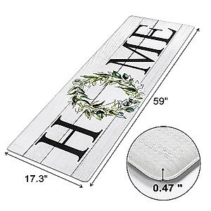 KIMODE Farmhouse Kitchen Runner Rug,17.3" x 59" Anti Fatigue Kitchen Mats for Floor Cushioned,Non-Skid Waterproof Comfort Thick Kitchen Floor Standing Mat for Front Sink,Laundry Room,Home