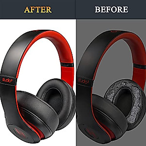 SoloWIT Replacement Ear Pads Cushions for Beats Studio 2 & Studio 3 Wired & Wireless Headphones, Earpads with Soft Protein Leather, Noise Isolation Memory Foam - Black