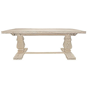 Benedict Rectangular Dining Table in Mango Solid Wood with White Wash Finish
