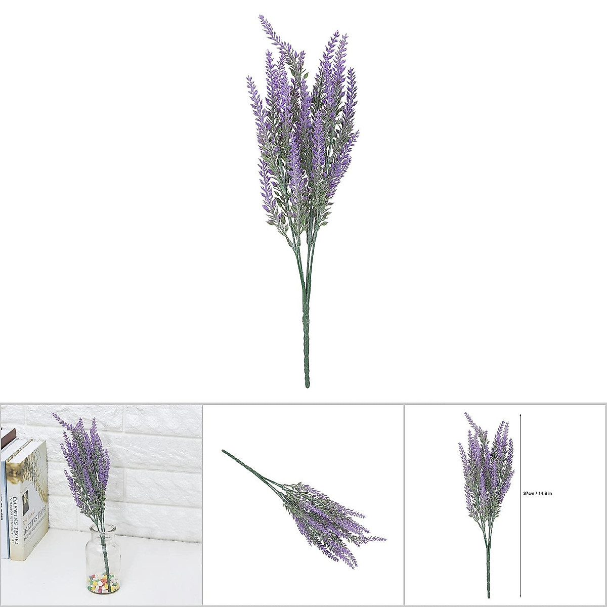 Tyenaza Artificial Lavender Flowers Plants, Faux Shrubs Plastic Plants for Home Garden Party Decor(Purple)
